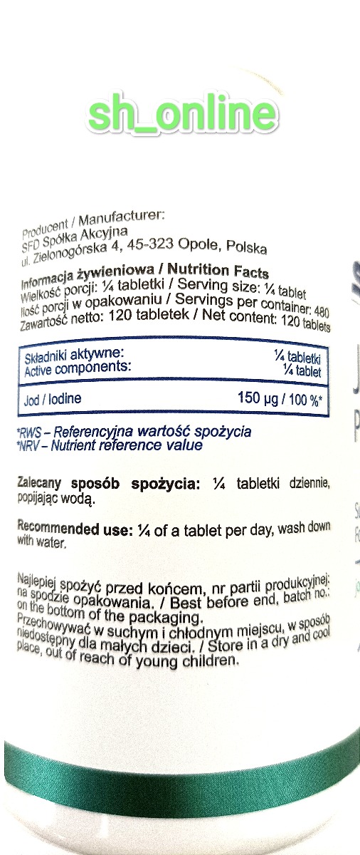 SFD Potassium Iodide (Jodek Potasu) 120 tabs - Sports and Health - all ...